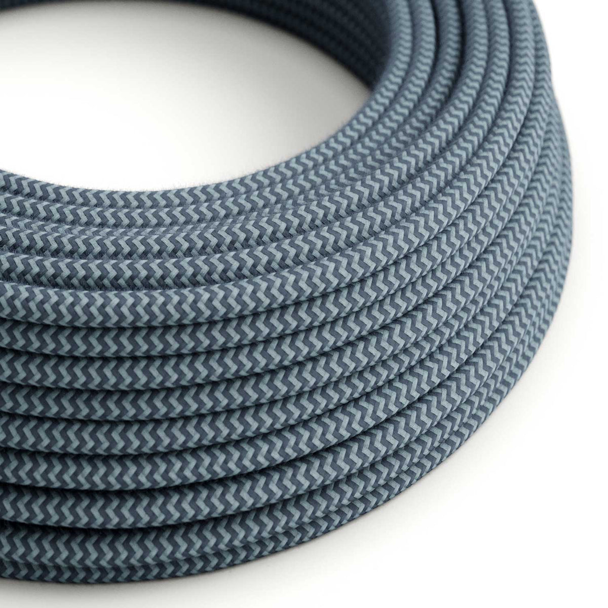 Lighting cable in Stone Grey and Ocean Blue cotton – Creative Cables