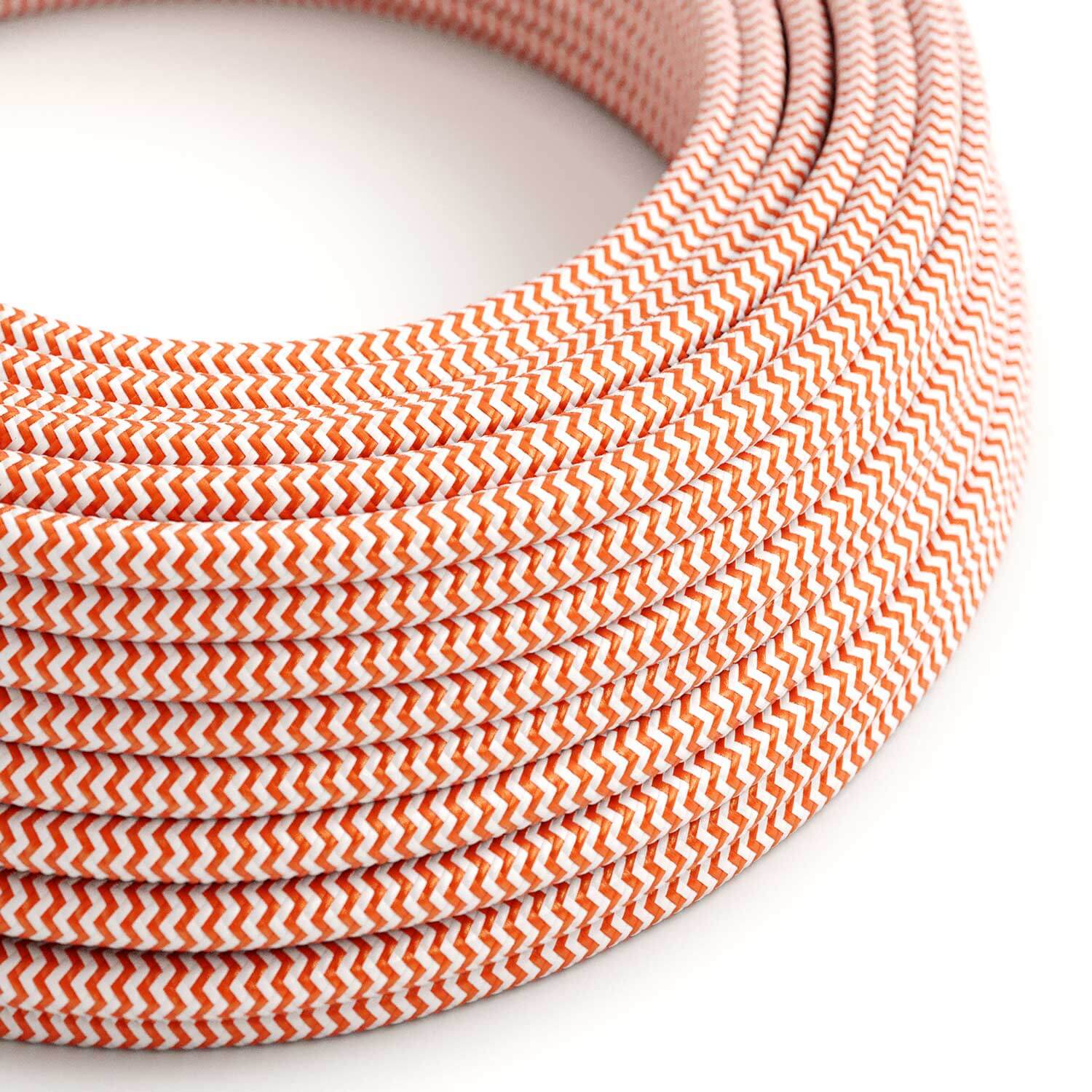 Coloured textile cable Orange and White ZigZag – Creative Cables