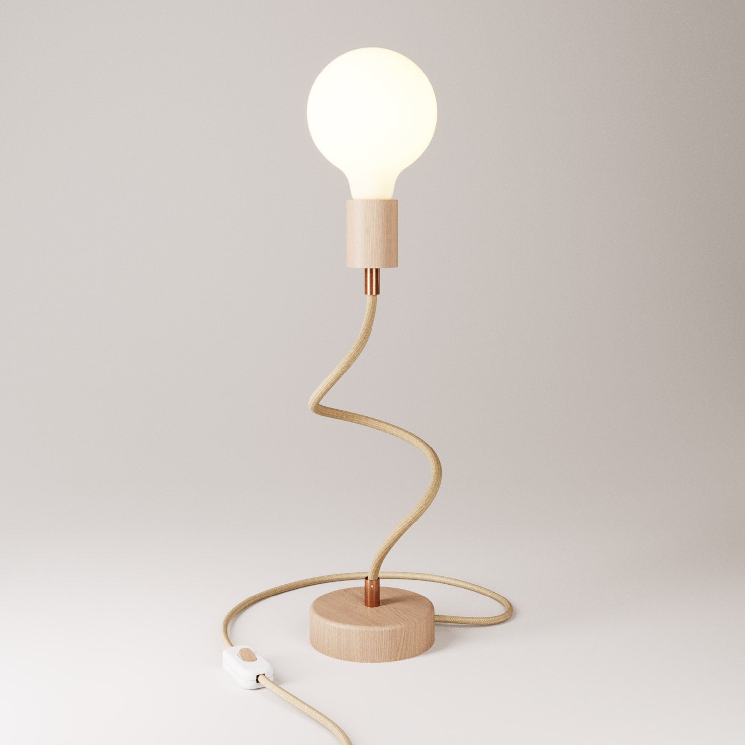 Adjustable wooden table lamp with diffused light and UK plug - Neutral ...