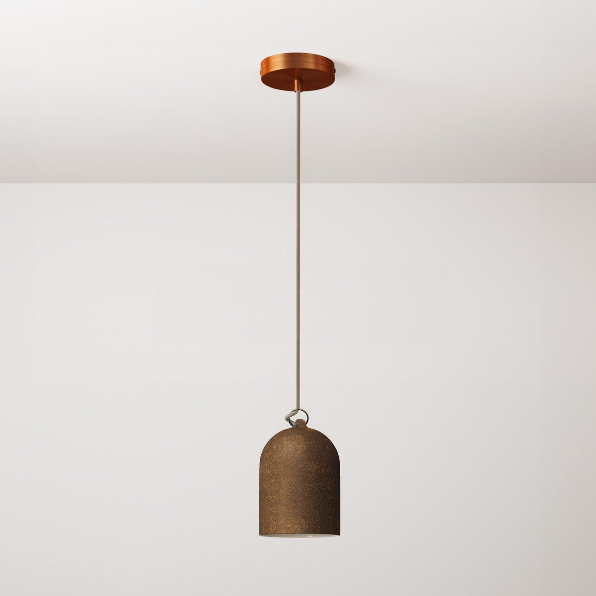 Modern chandelier with Mini Bell XS ceramic lampshade - Corten effect ...